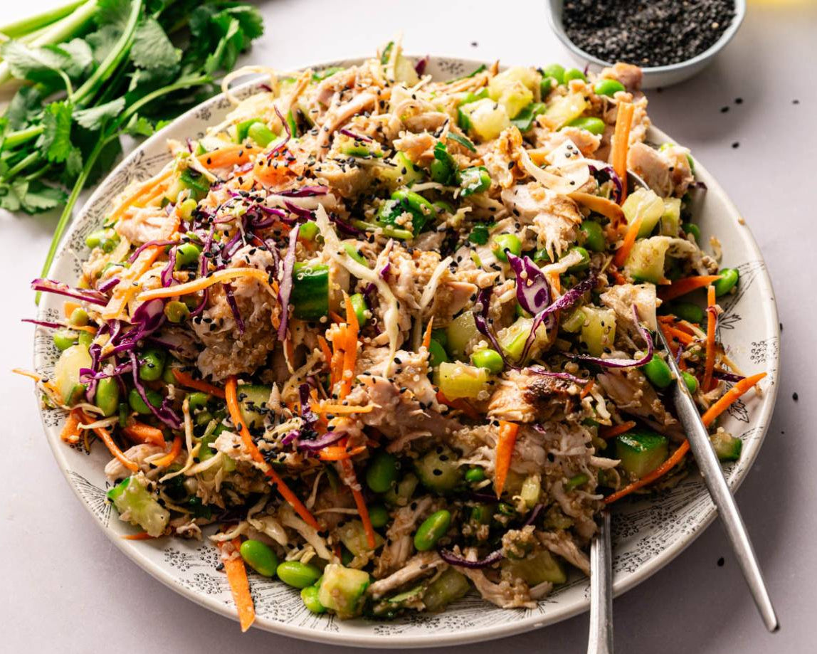 Shredded Chicken Peanut Edamame Crunch Salad – Organic Oren